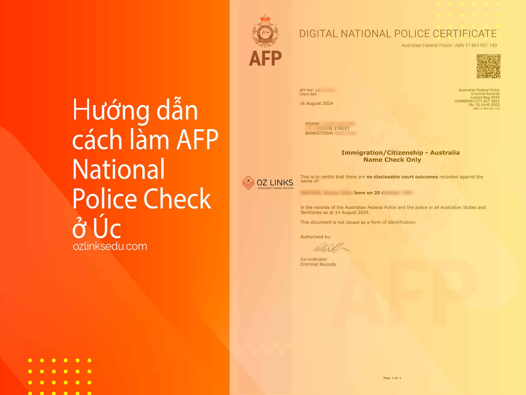 Hướng dẫn cách làm AFP National Police Check để xin visa Úc